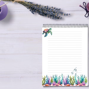 Turtle Sea Writing Set ,marine Printable Stationery,watercolor Writing ...