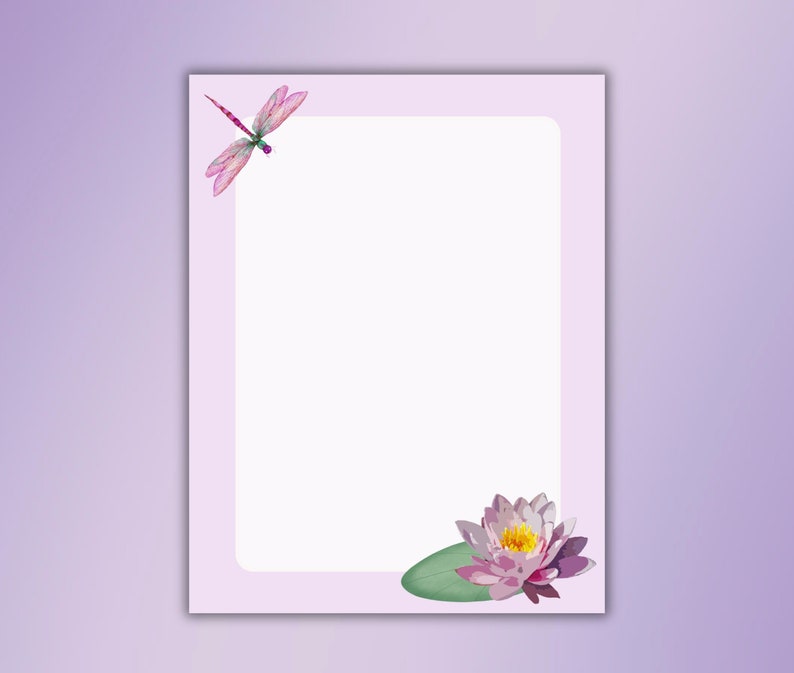 Watercolor Lotus Flower Printable Stationery,flower Stationary ...