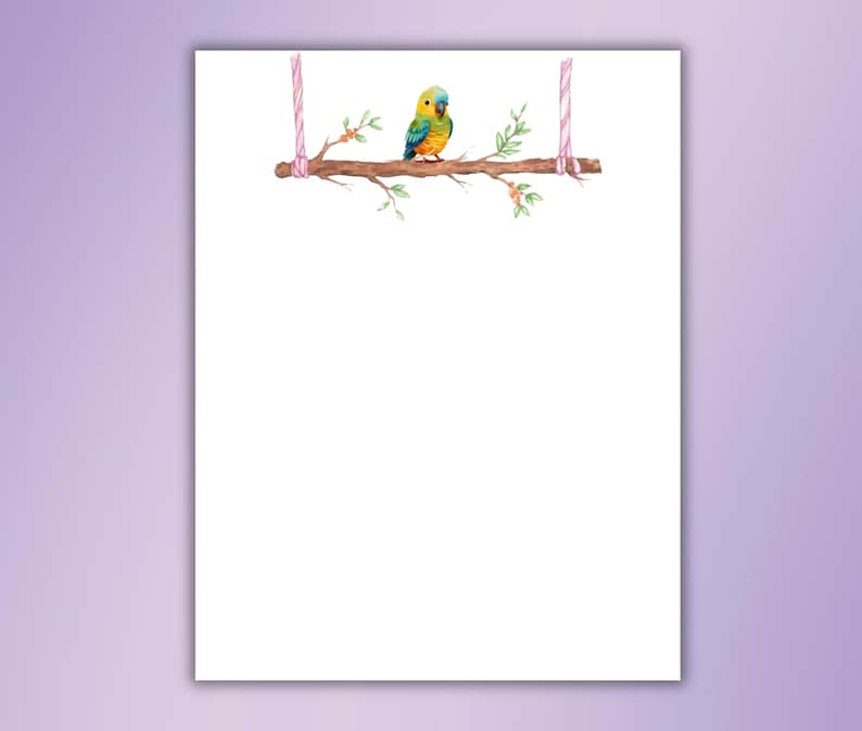 Parrot Printable Stationery-birds Stationary-watercolor Birds Writing ...