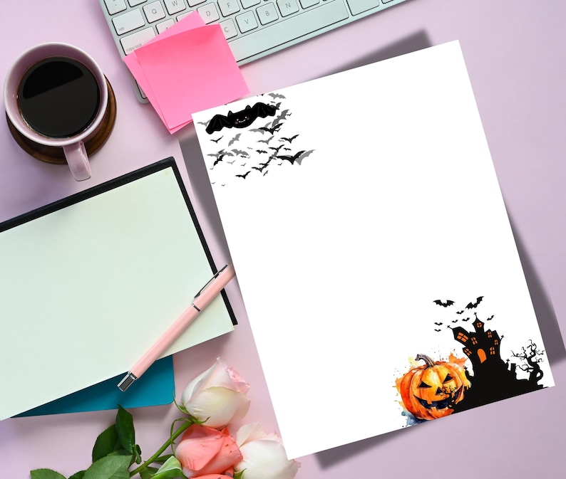 Pumpkin Printable Stationery,halloween Stationary,printable Writing ...