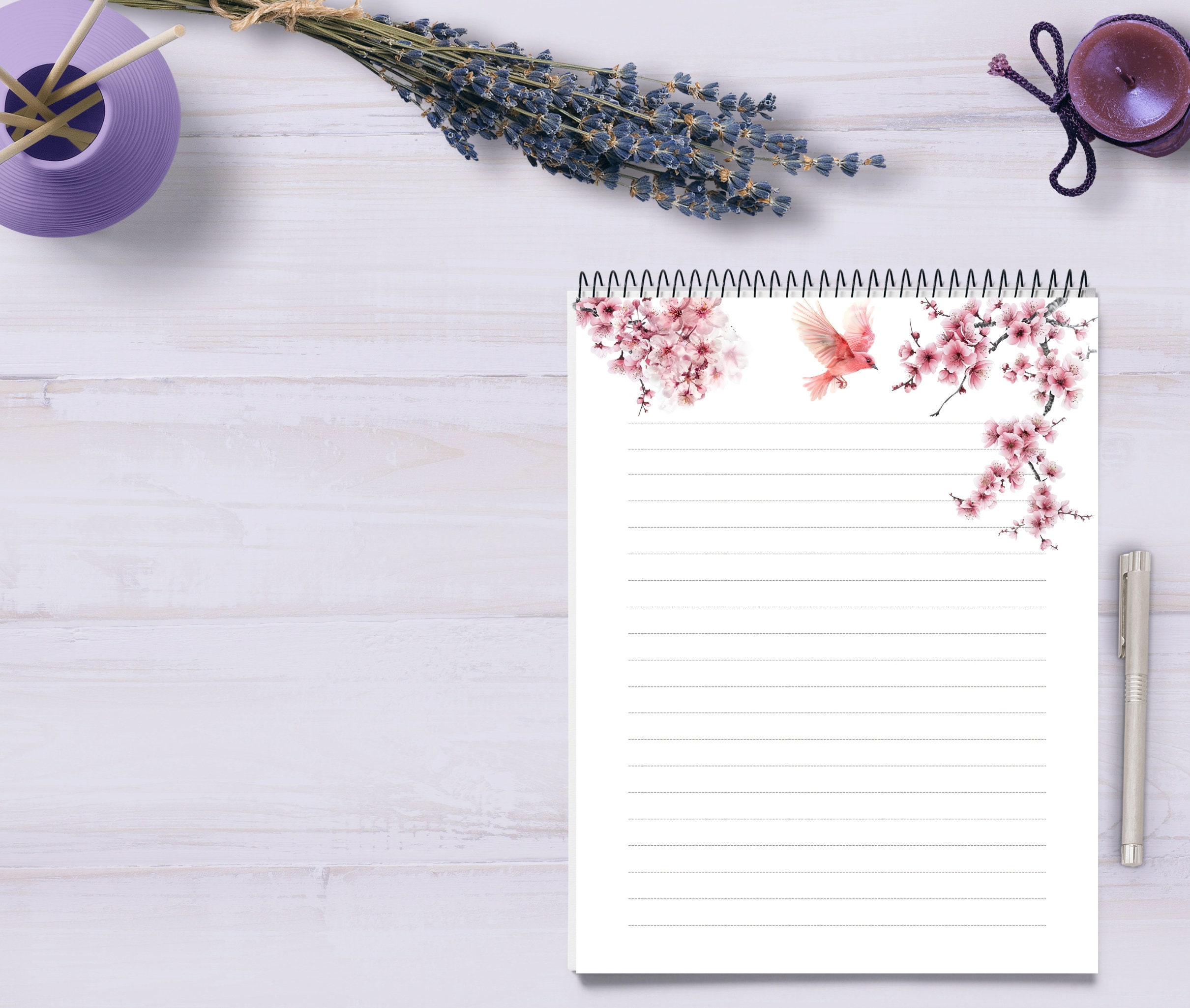 Cherry Blossom and Bird Printable Sationery-sakura Writing Paper Set ...