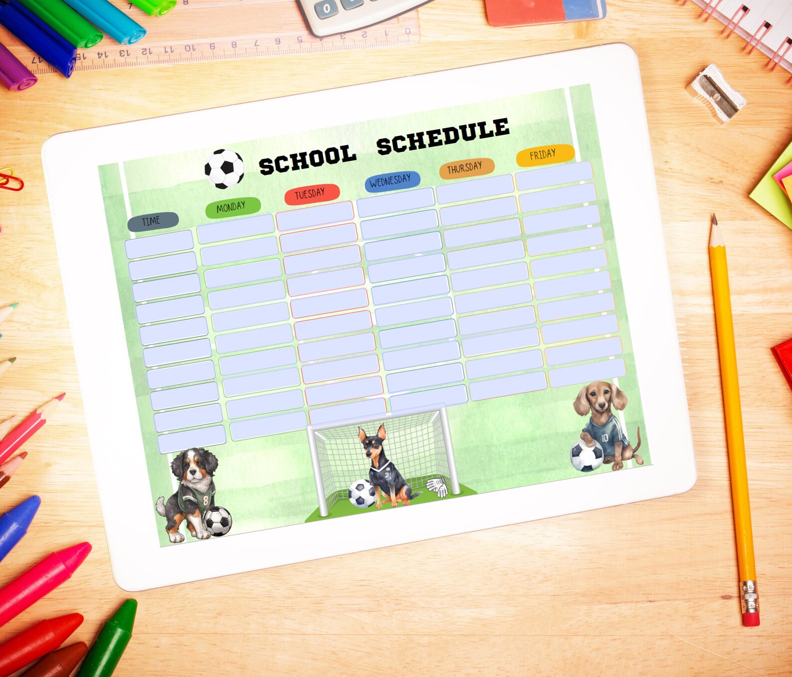 Editable School Schedule for Kids-school Supplies Theme-printable Kids ...