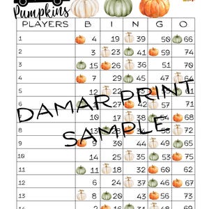 Farm Fresh Pumpkins Bingo Boards - Instant Download -printable Bingo ...