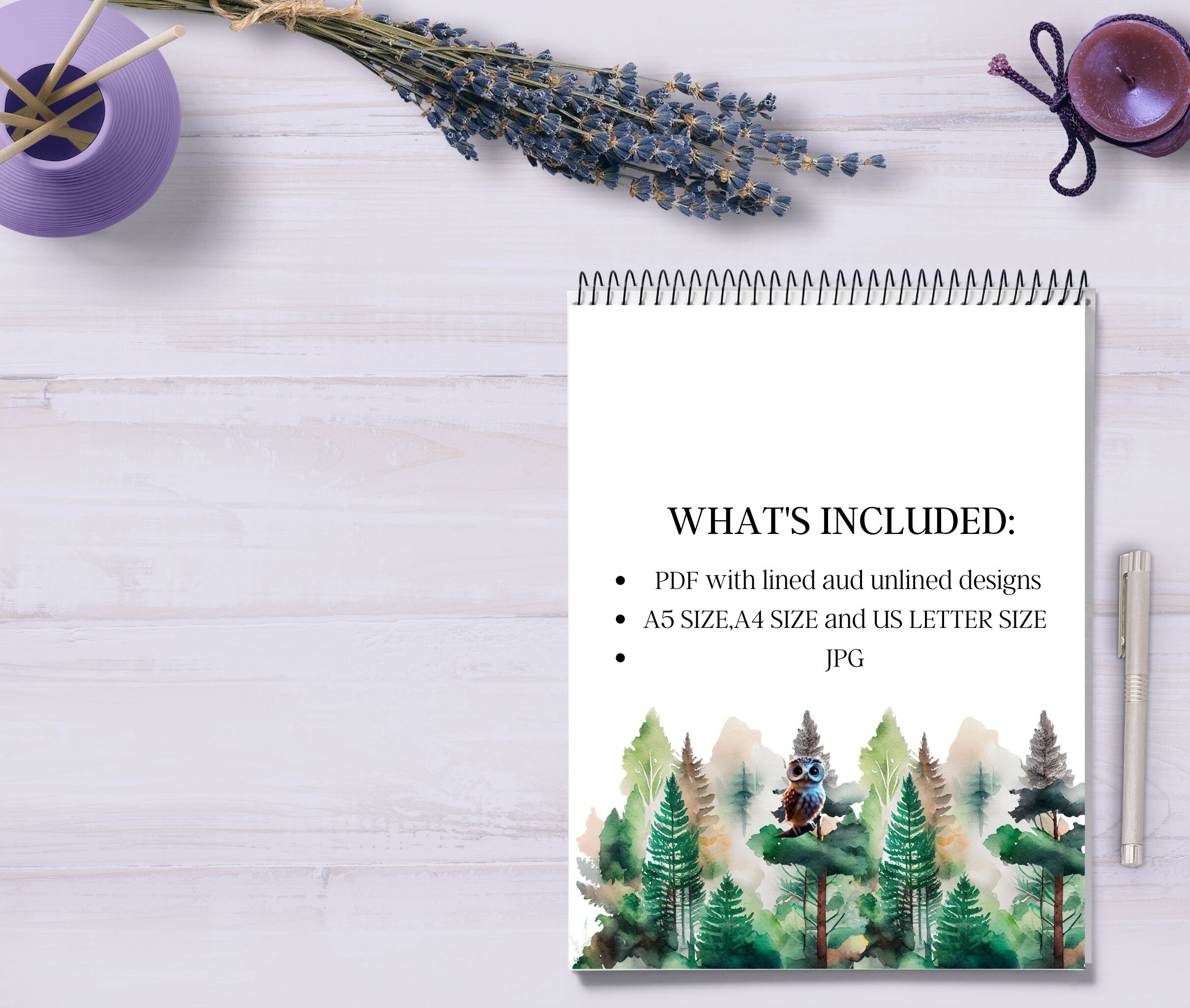 Forest Printable Stationary-trees Writing Paper,watercolor Digital ...