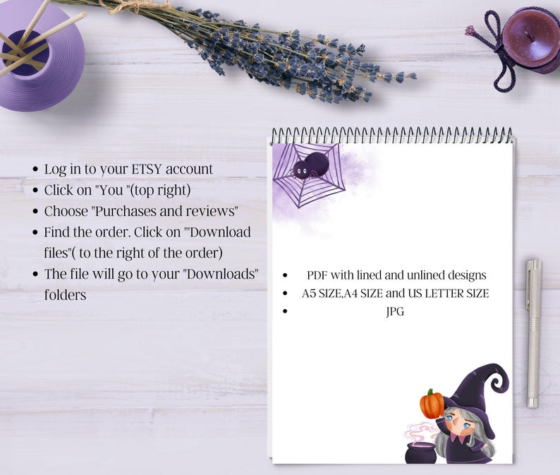 Cute Witch Writing Paper,halloween Pen Pal Supplies,printable ...