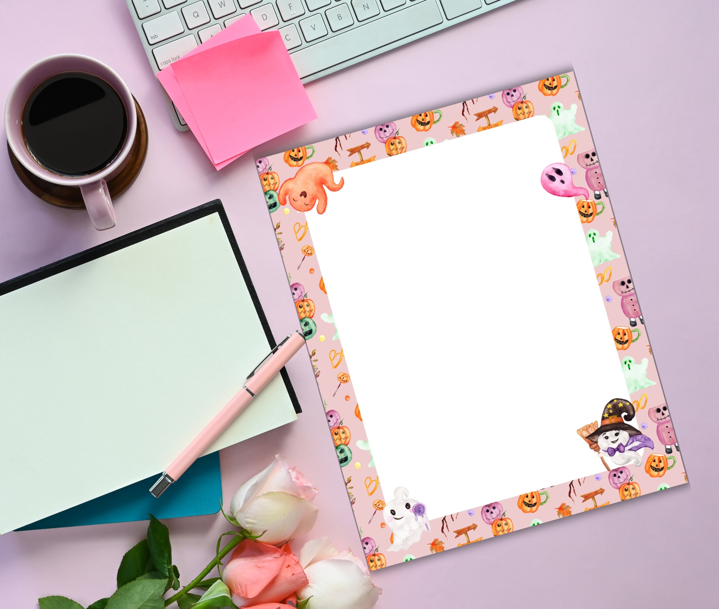 Cute Ghosts and Pumpkin-cute Halloween Notepaper-autumn Printable ...