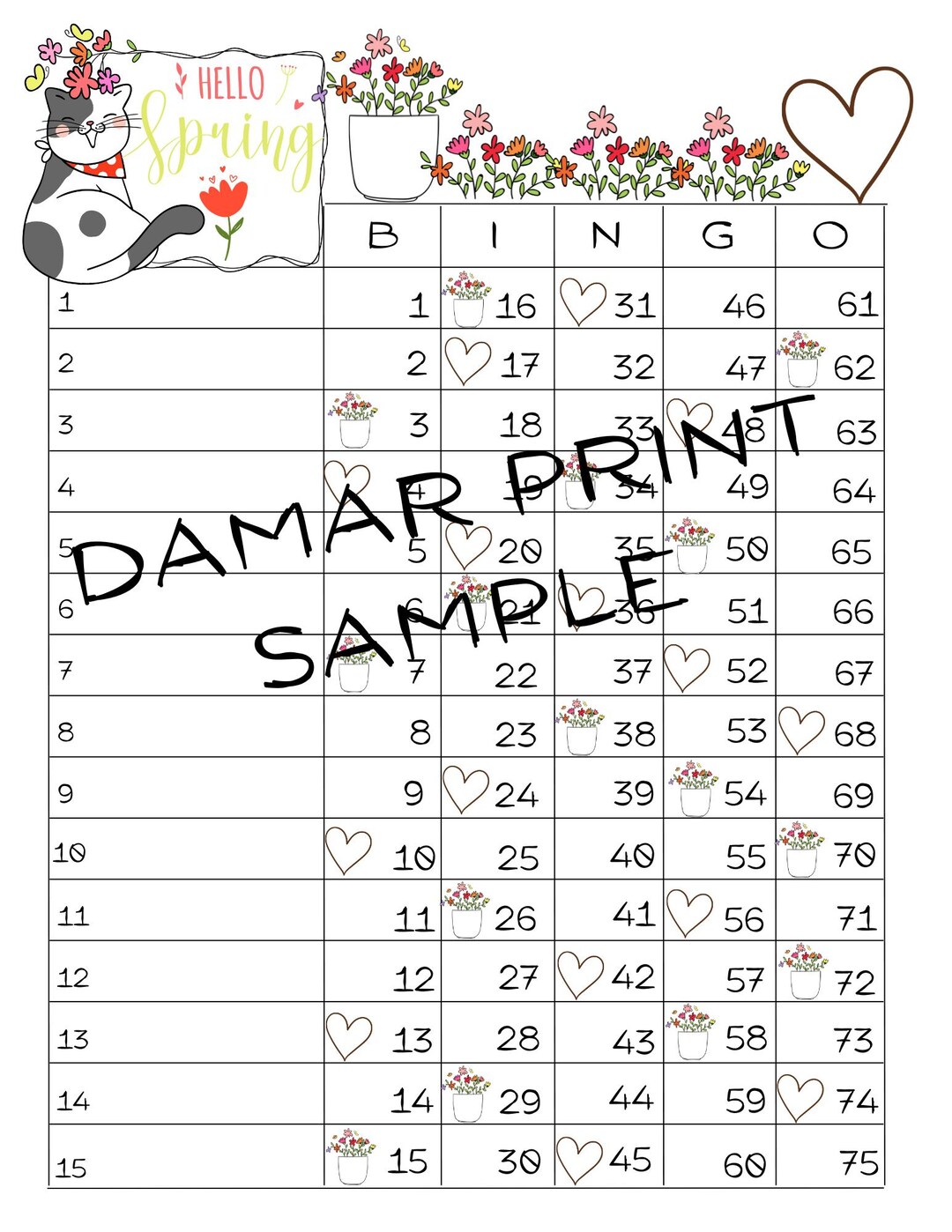 Spring Bingo Boards - Instant Download -15 Lines -flower Printable ...