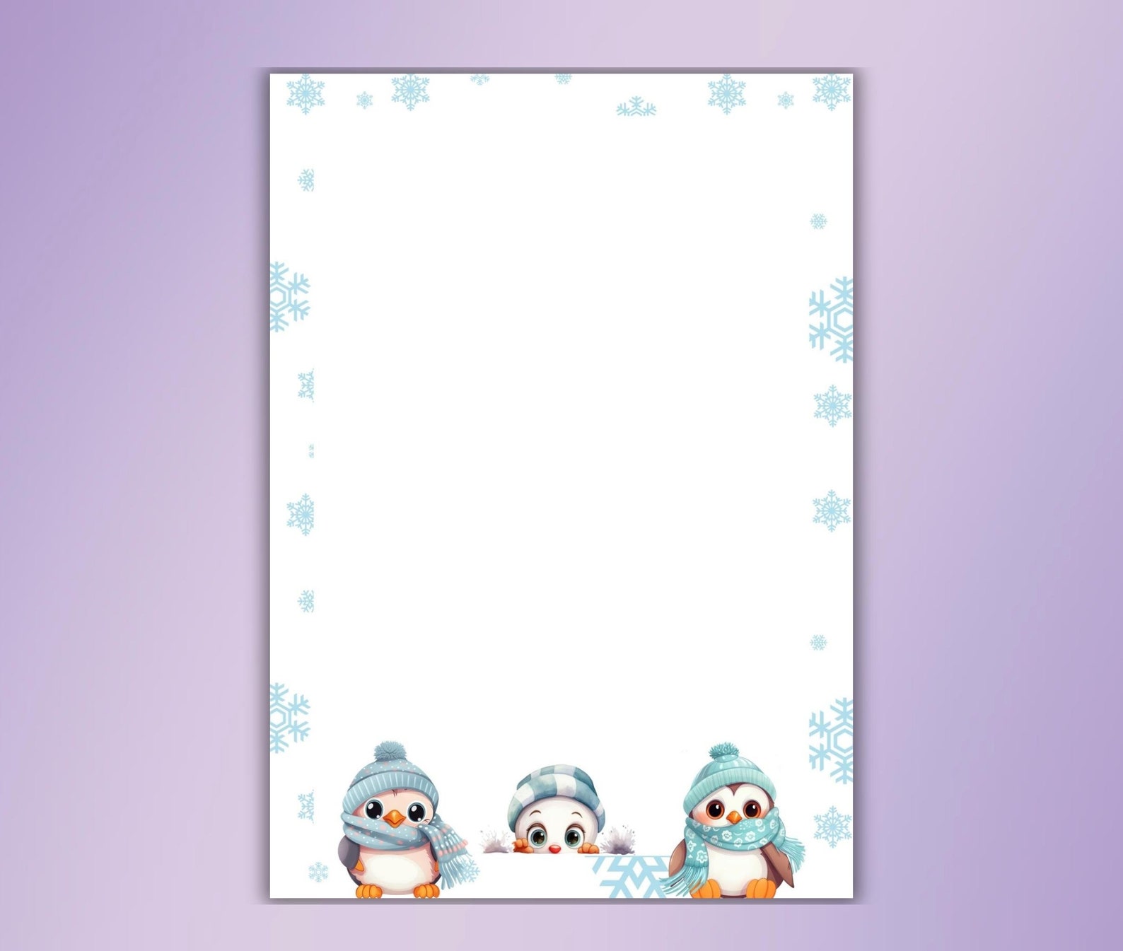 Cute Christmas Animals Printable Stationery-penguin Stationary-winter ...