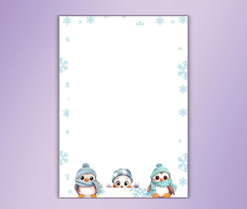 Cute Christmas Animals Printable Stationery-penguin Stationary-winter ...