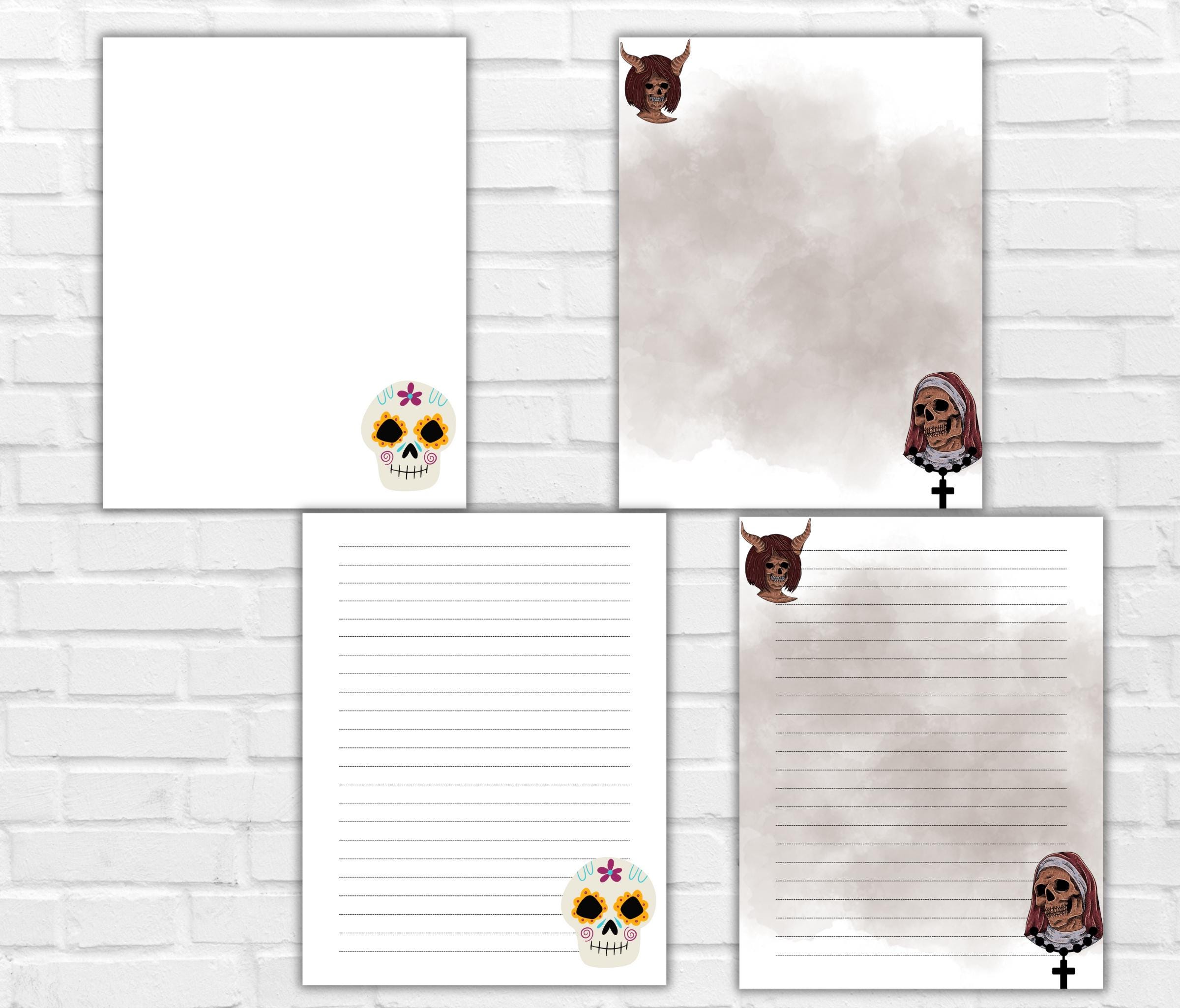 Skull Printable Stationery-printable Writing Paper Bundle-skill Digital ...