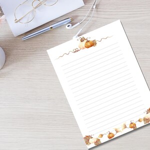 Autumn Pumpkin Printable Stationery,fall Leaves Digital Letter ...