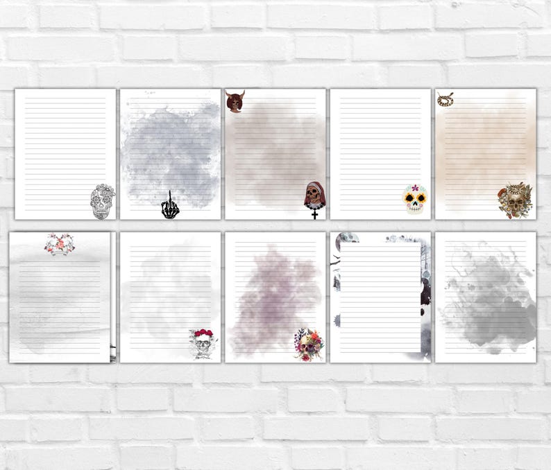 Skull Printable Stationery-printable Writing Paper Bundle-skill Digital ...