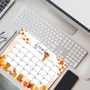 Editable November 2024 Printable Calendar-autumn Monthly Planner ...