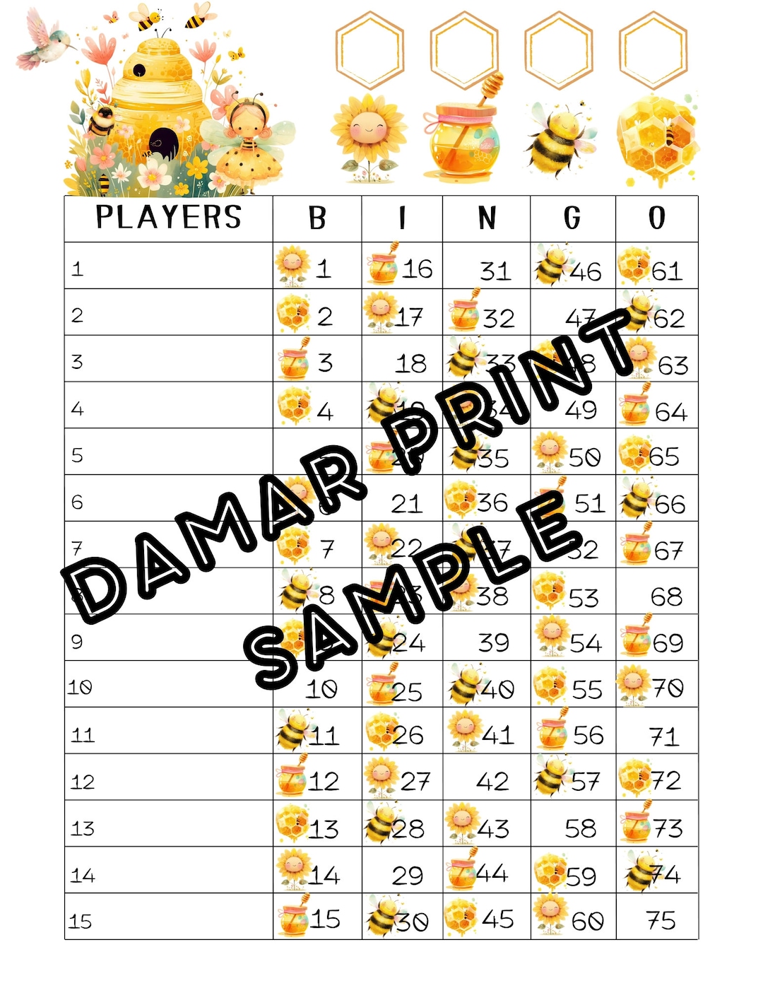 Bingo Boards Printable-bingo Boards 1-15 Lines summer Bingo-straight Mixed Blank 75 Ball - Etsy