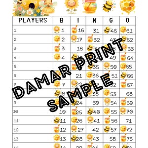 Bee Honey Bingo Boards Printable-bingo Boards 1-15 Lines -summer Bingo ...