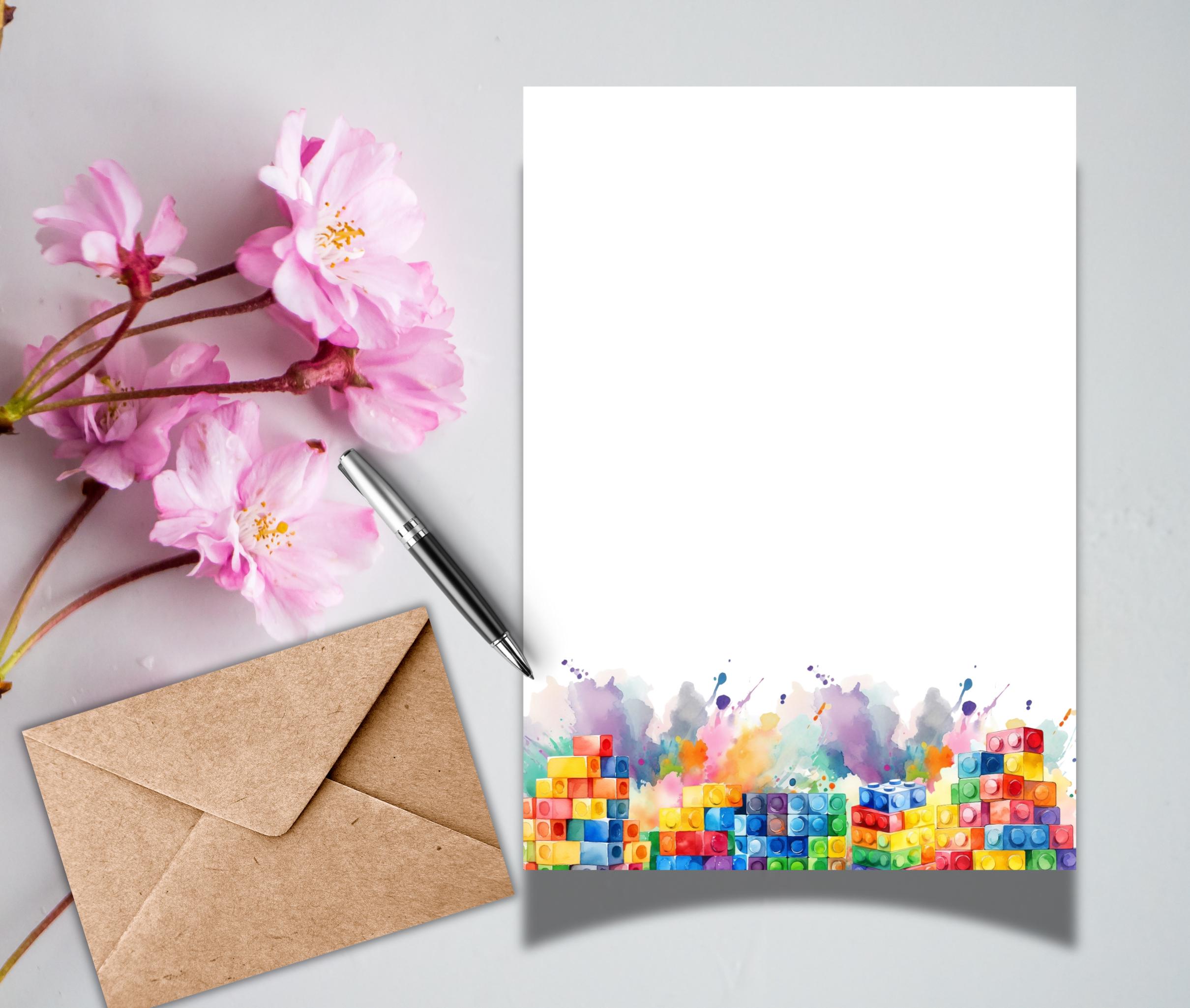 Colorful Blocks Printable Stationery-writing Paper Unlined Lined A5/A4 ...