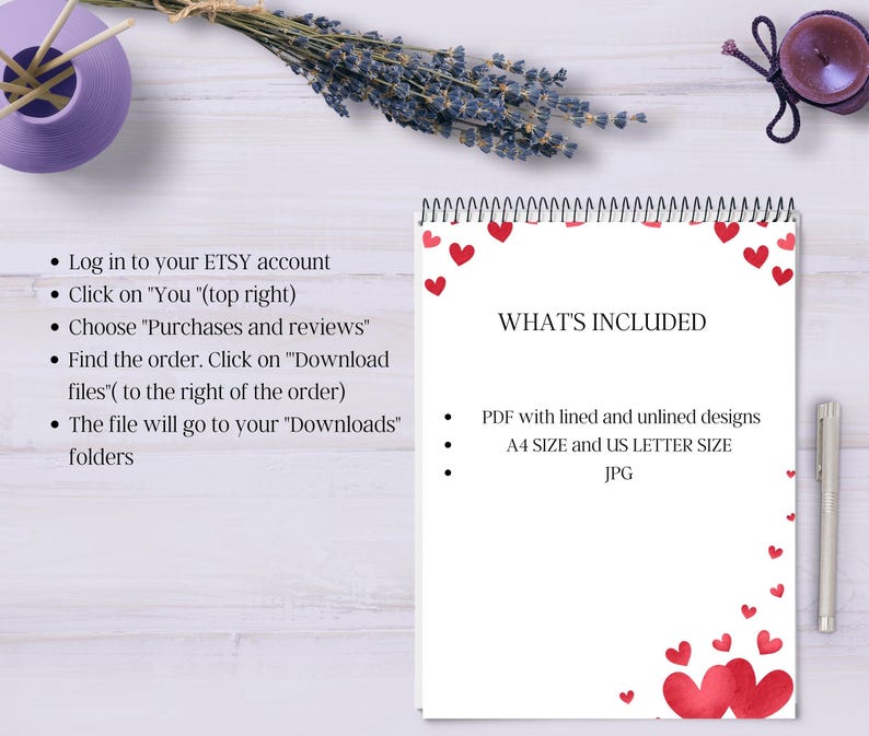 Heart Printable Stationery-valentine's Day Printable Writing Paper ...