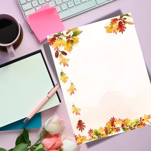 Autumn Printable Stationery,fall Leaves Digital Letter,stationary ...