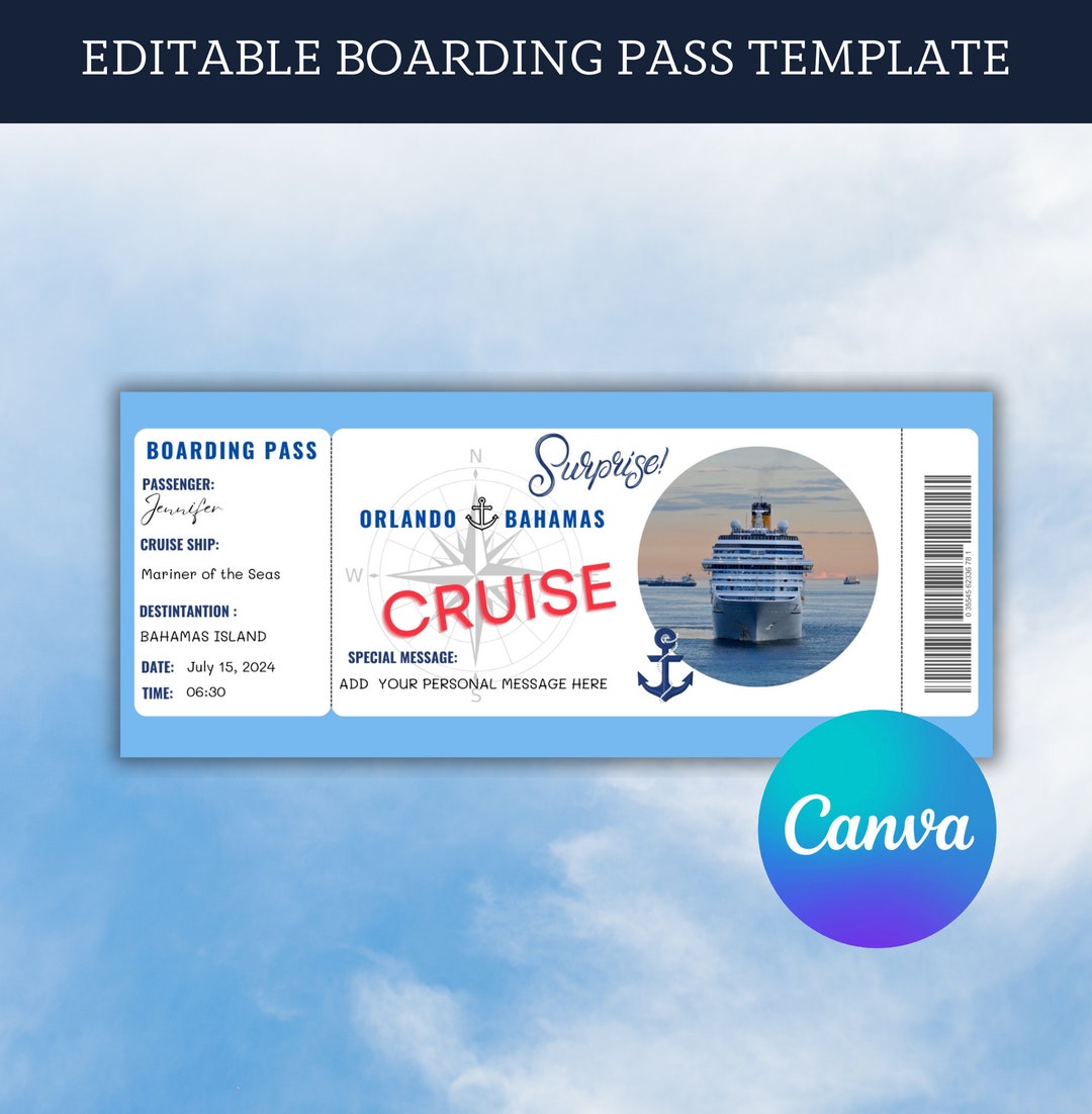Editable Cruise Tickets-surprise Trip Boarding Pass-cruise Vacation ...