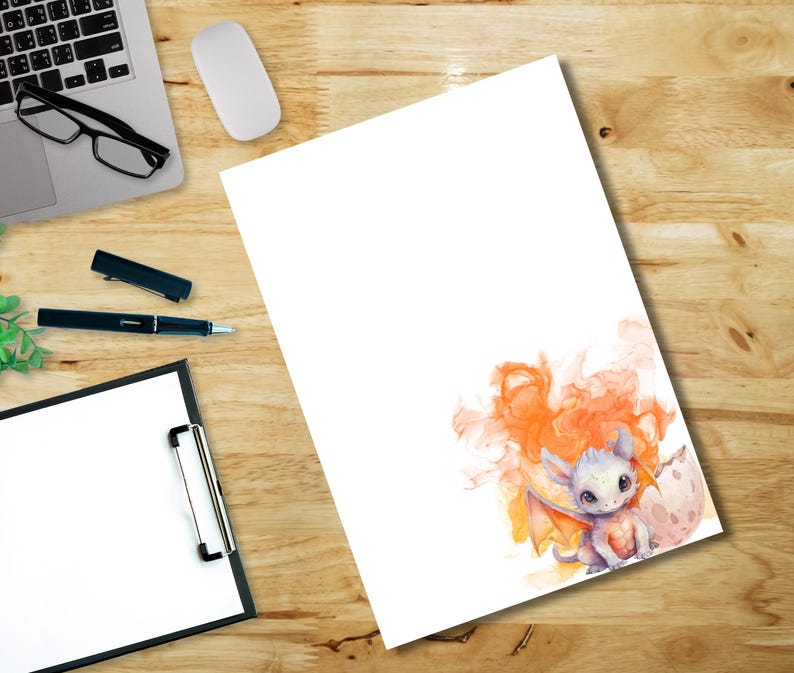 Dragon Stationary-cute Dragon Printable Stationary Sets- Digital Letter ...