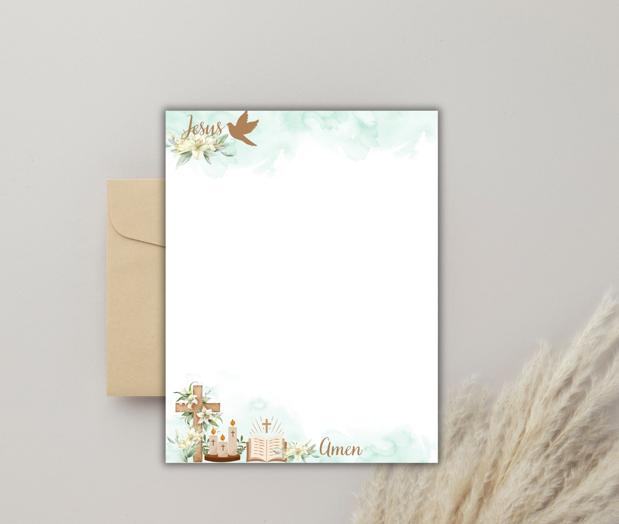 Christian Religious Printable Stationery Digital Letter Lined Unlined ...