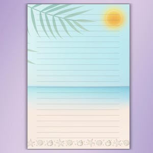 Summer Theme Printable Stationery-beach Writing Paper Set Lined Unlined ...