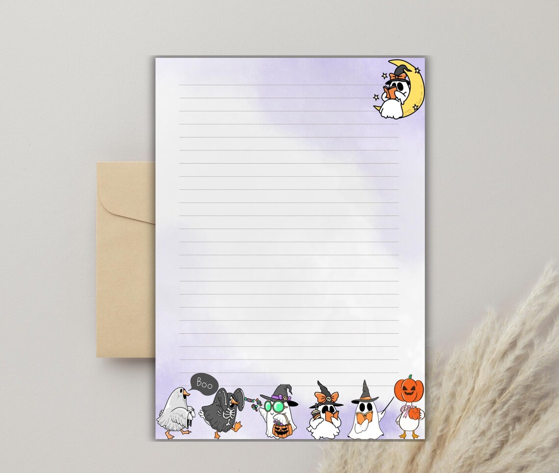 Halloween Printable Stationary Set-halloween Writing Paper Lined ...