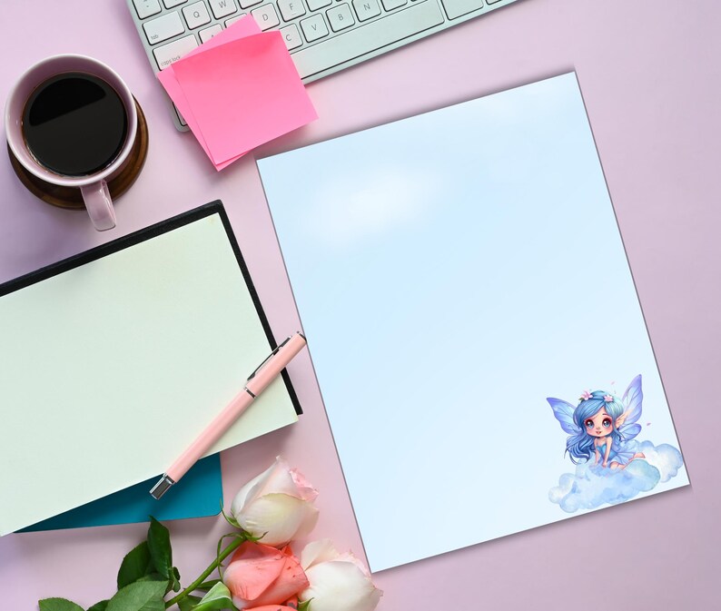 Fairy on the Cloud Writing Paper Set Lined Unlined A4/A5/US Letter ...