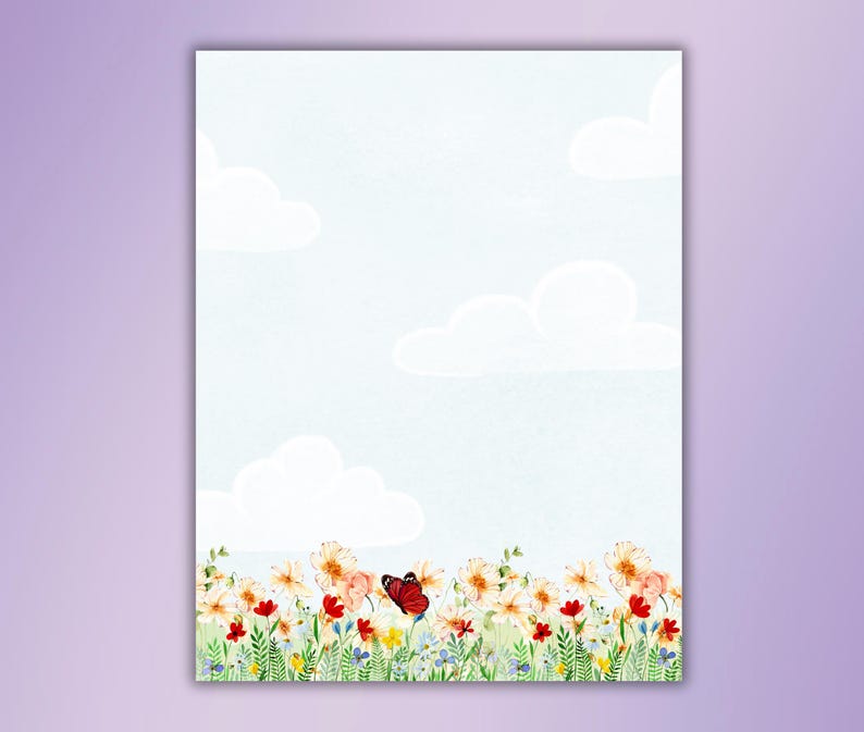 Summer Flowers Stationery Set-flower Writing Paper Unlined Lined A4/A5 ...