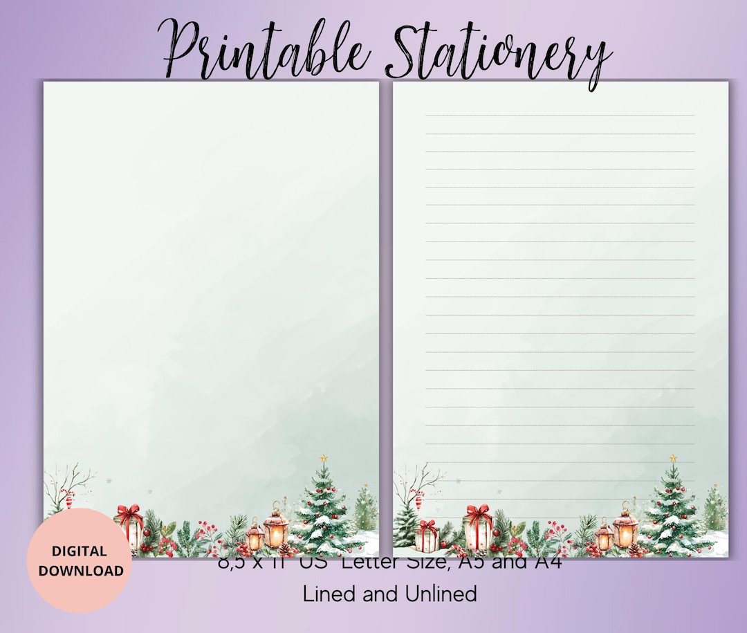 Winter Printable Stationery-christmas Writing Paper Set A5/A4/US Letter ...
