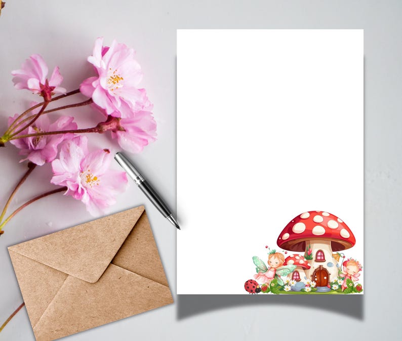 Fairies With Mushrooms Printable Stationery-fairytale Writing Paper Set ...