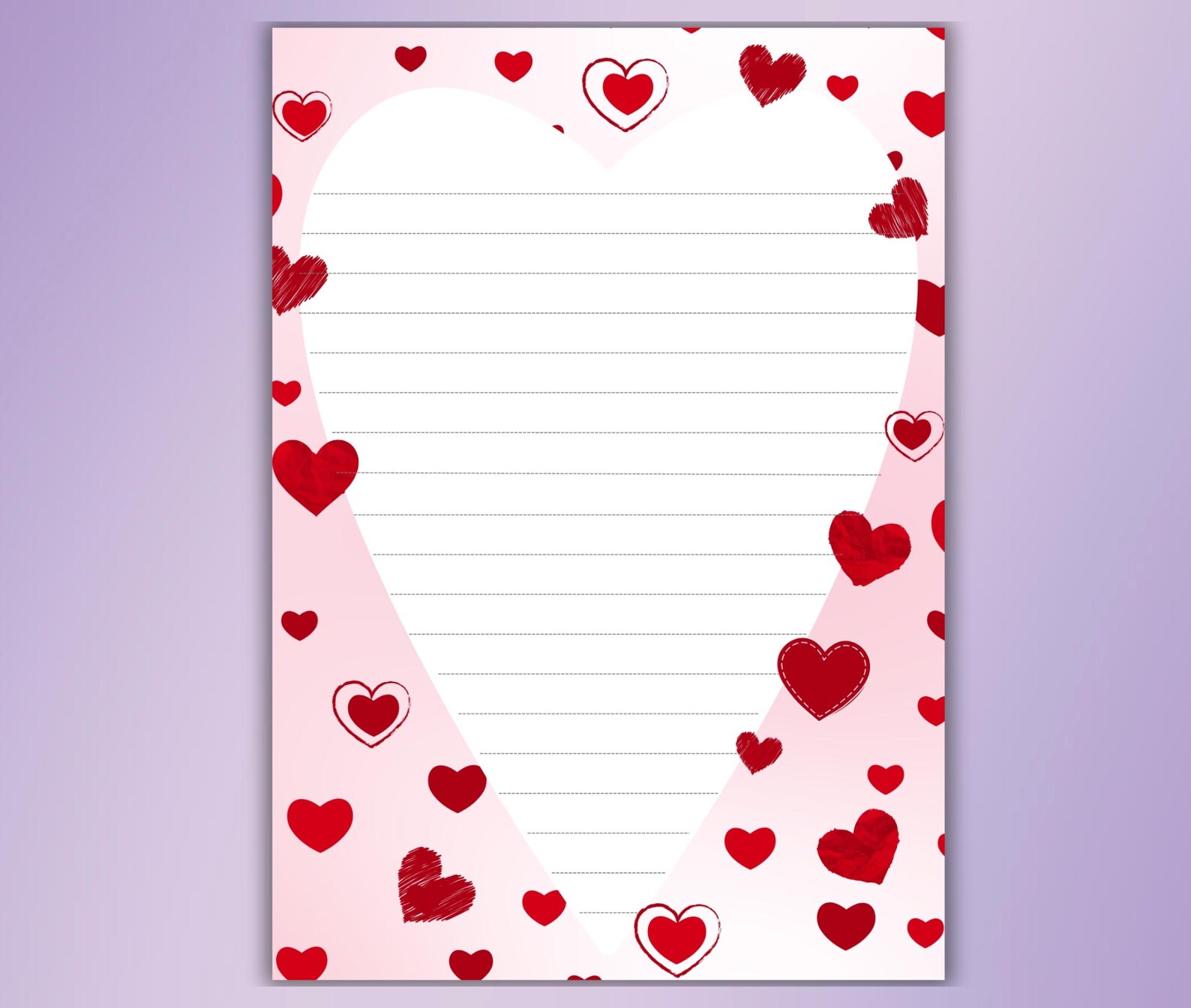 Hearts Printable Stationery-valentine's Day Printable Writing Paper ...
