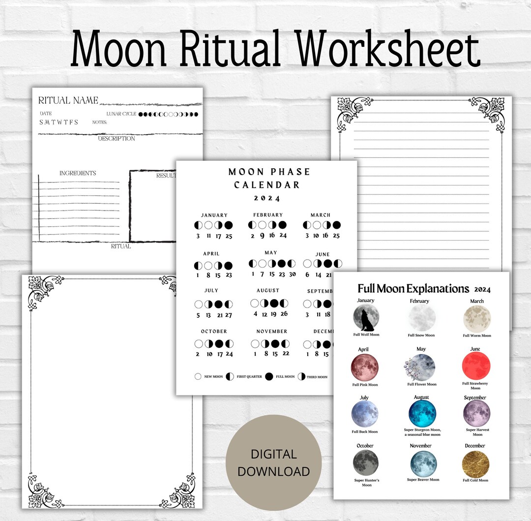 Ritual Worksheet Moon Planner Manifestations 2024 Printable Witchy ...