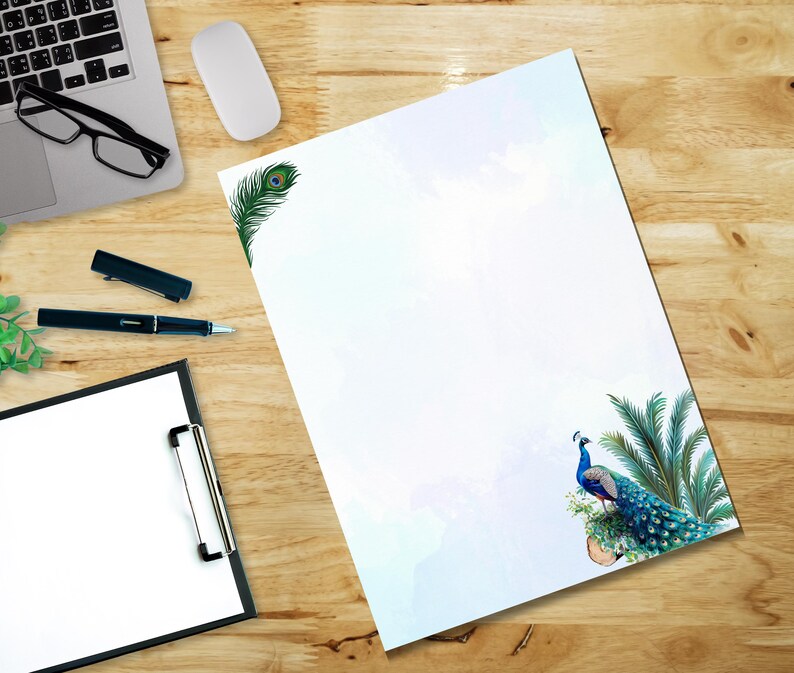 Peacock Stationery Set-bird Writing Paper Unlined Lined A4/A5/US Letter ...
