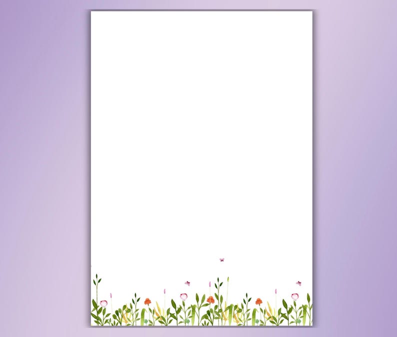 Printable Floral Stationery,digital Download,writing Paper Flower ...