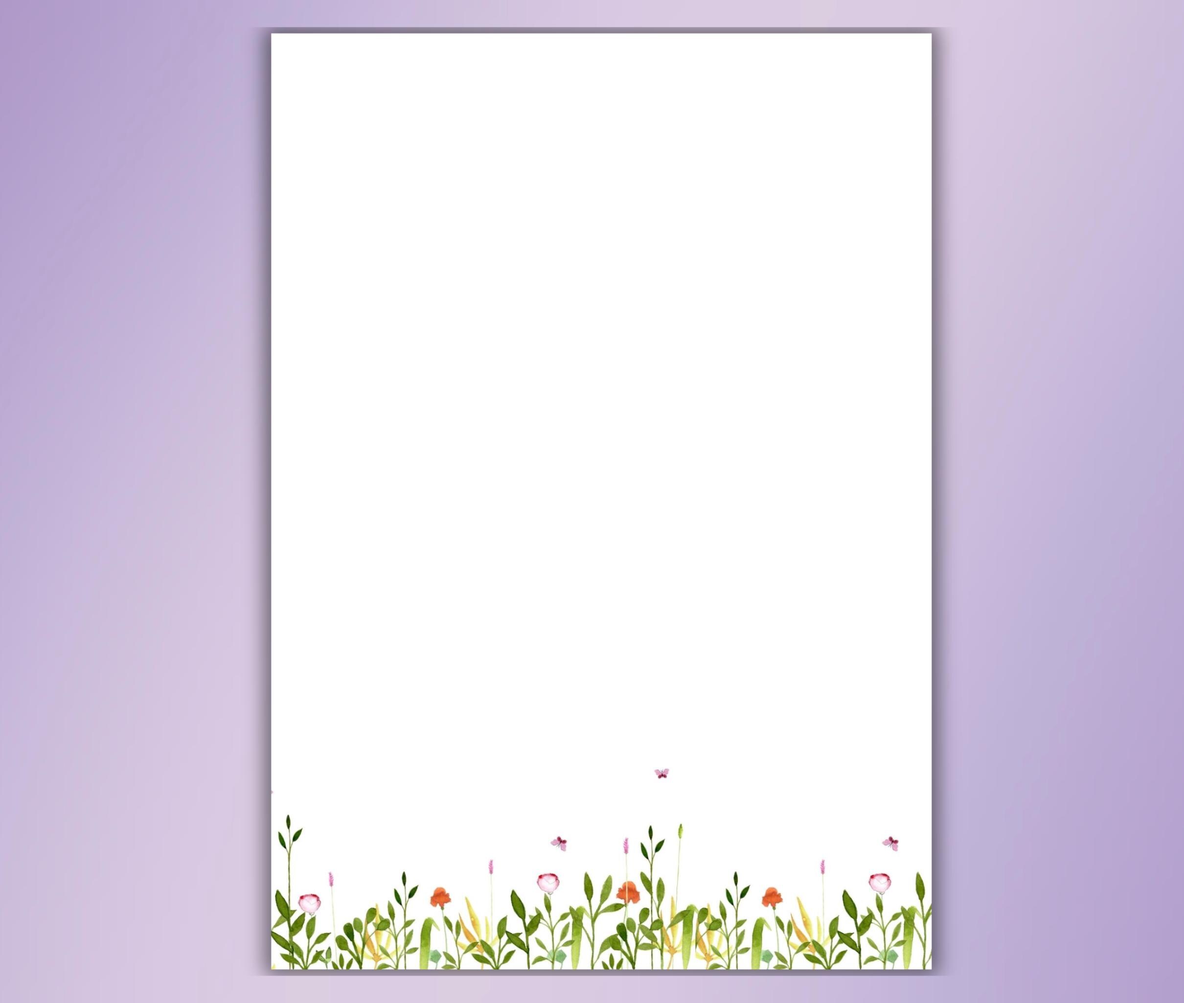 Printable Floral Stationery,digital Download,writing Paper Flower ...