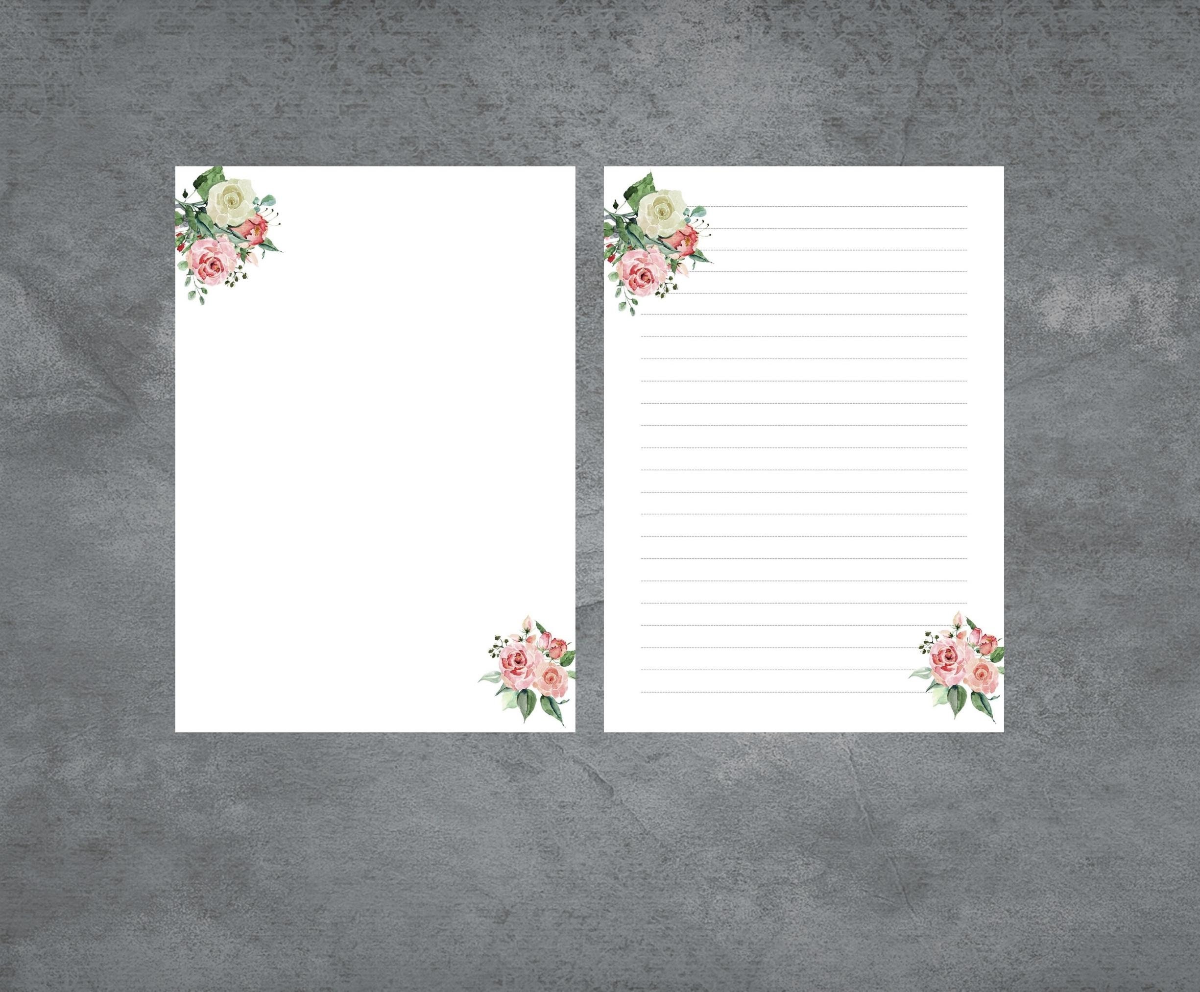 Flower Printable Writing Paper,letter Writing Bundle,digital Download ...
