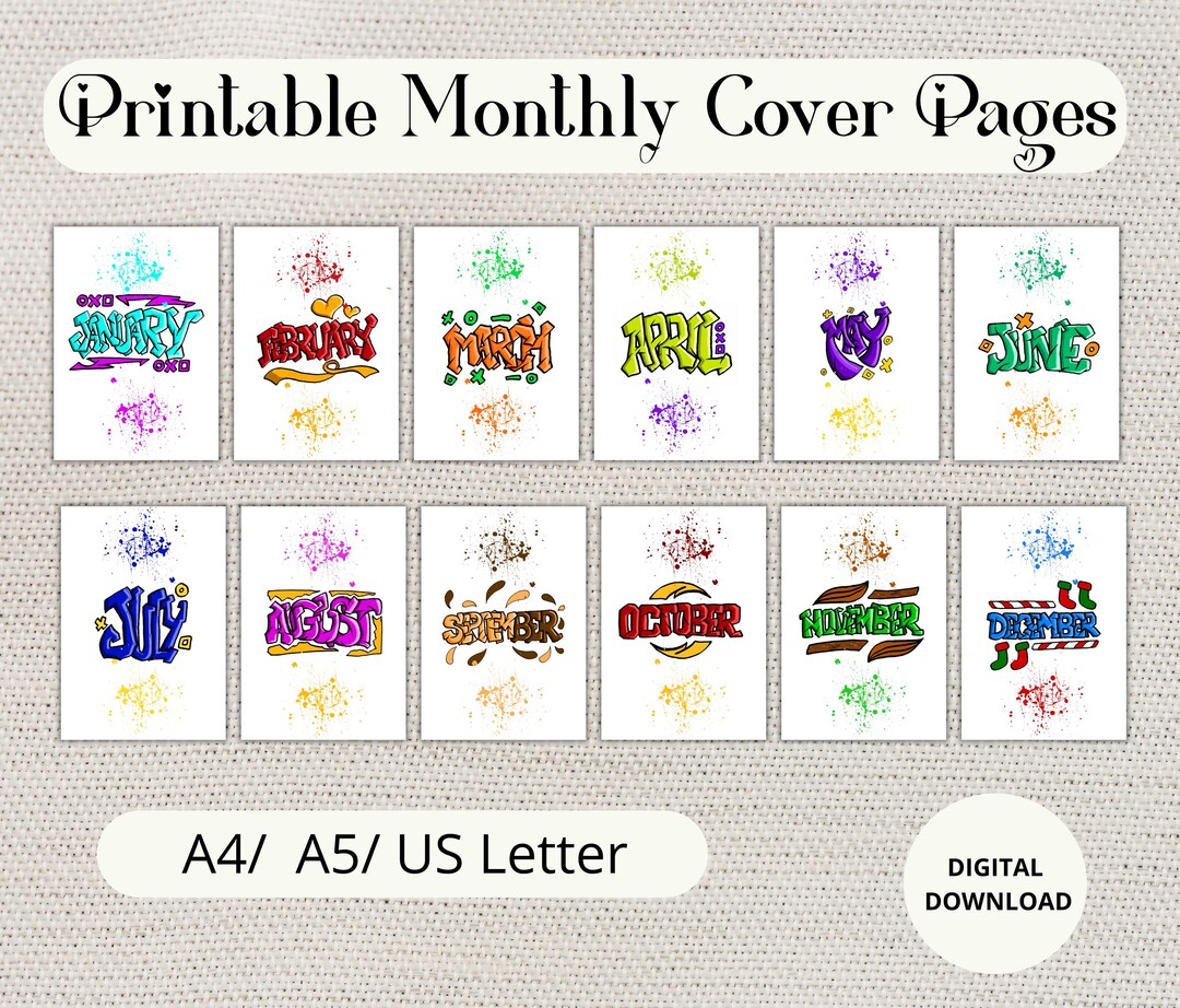 Monthly Planner Covers-planner Insert-printable Graffiti Monthly ...