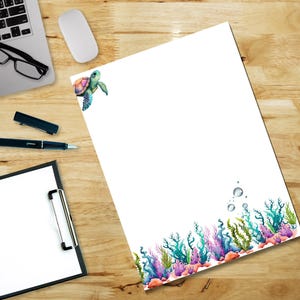 Turtle Sea Writing Set ,marine Printable Stationery,watercolor Writing ...