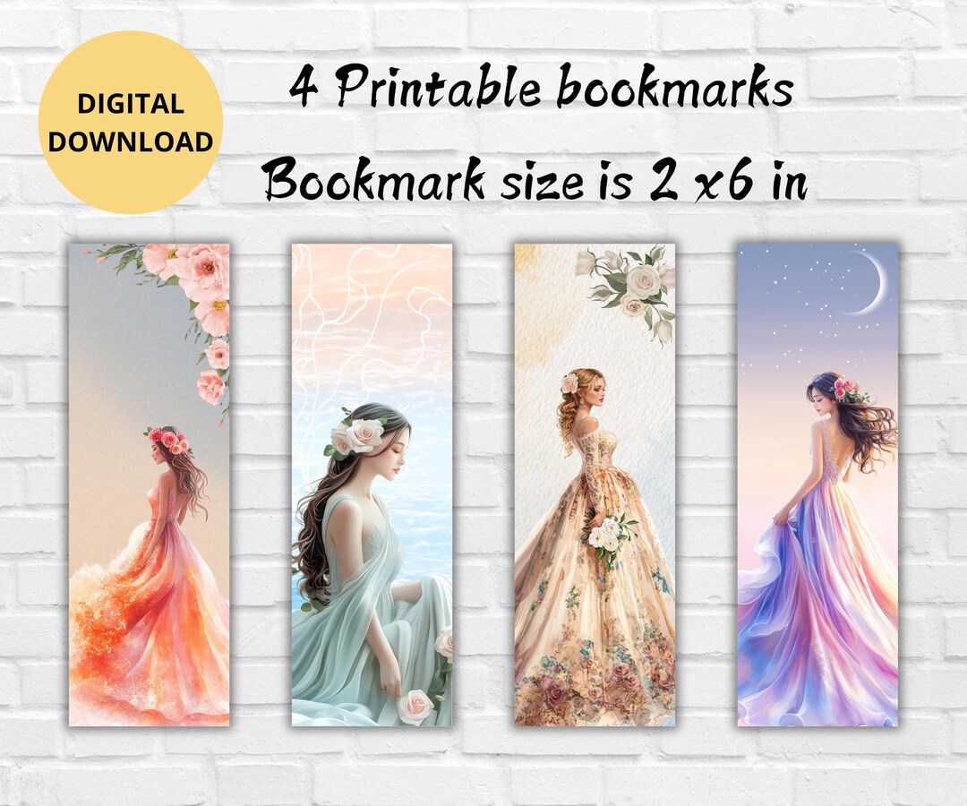 Girl Reading Printable Bookmarks Bundle-love Story Book Lover-cute ...