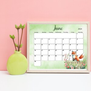 June 2024 Editable Calendar-printable Summer Monthly Planner-fox Kids ...
