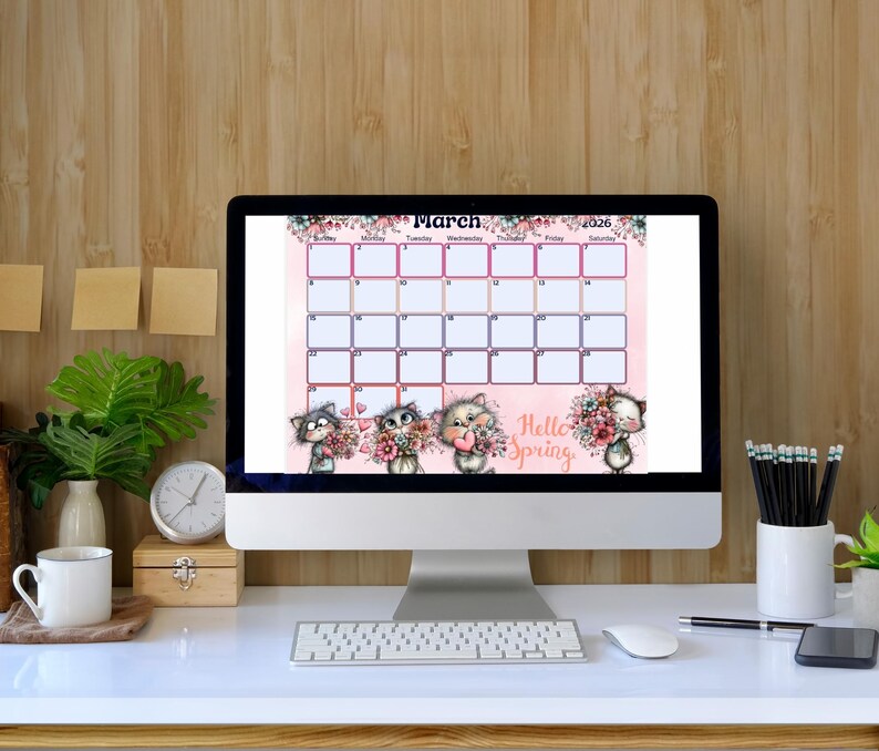 Editable March 2026 Calendar-spring 2026 Monthly Planner Family Work ...