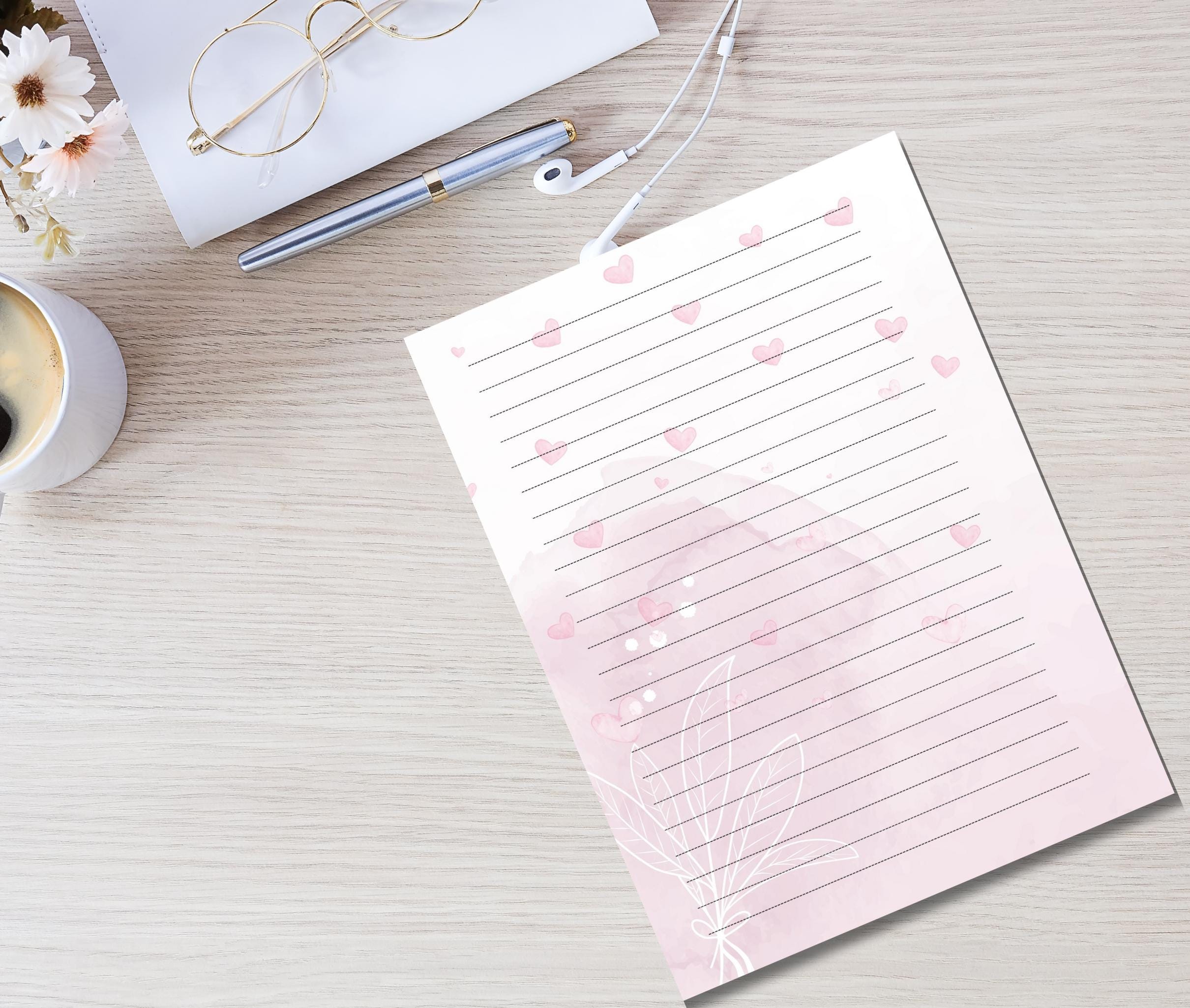 Heart Printable Stationery,digital Download,valentine's Day Printable ...