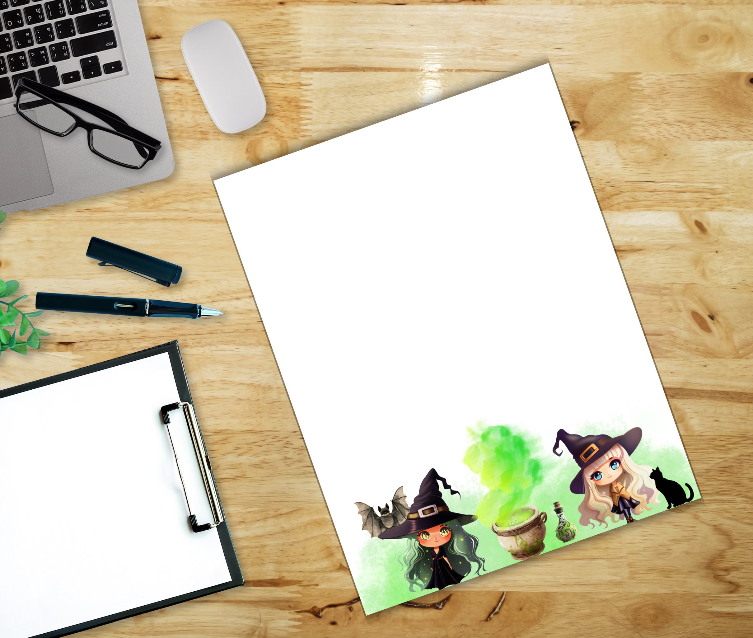 Cute Halloween Witches Printable Stationary-halloween Writing Paper Set ...