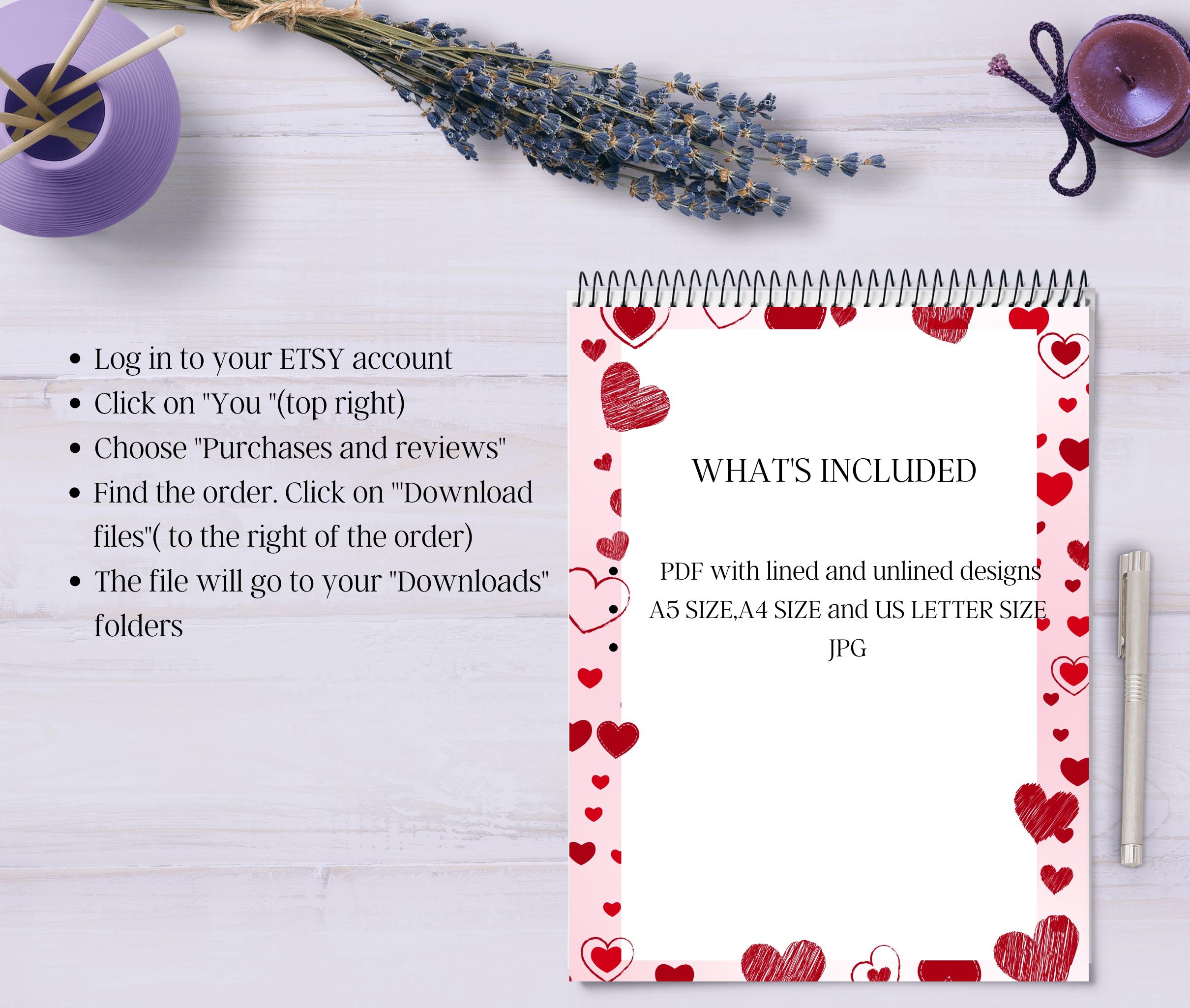 Hearts Printable Stationery-valentine's Day Printable Writing Paper ...