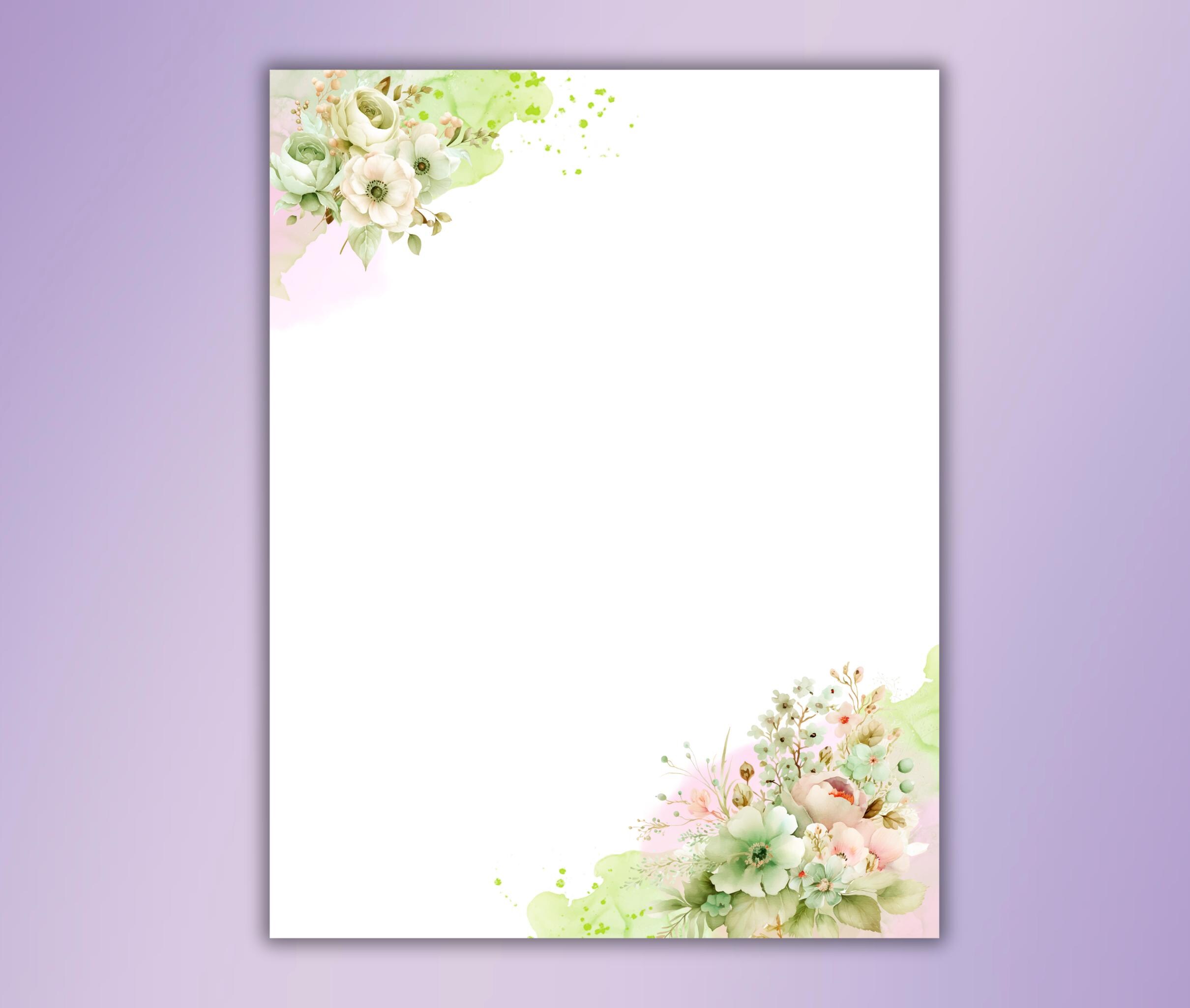 Watercolor Flower Writing Paper Unlined Lined A4/A5/US Letter-printable ...