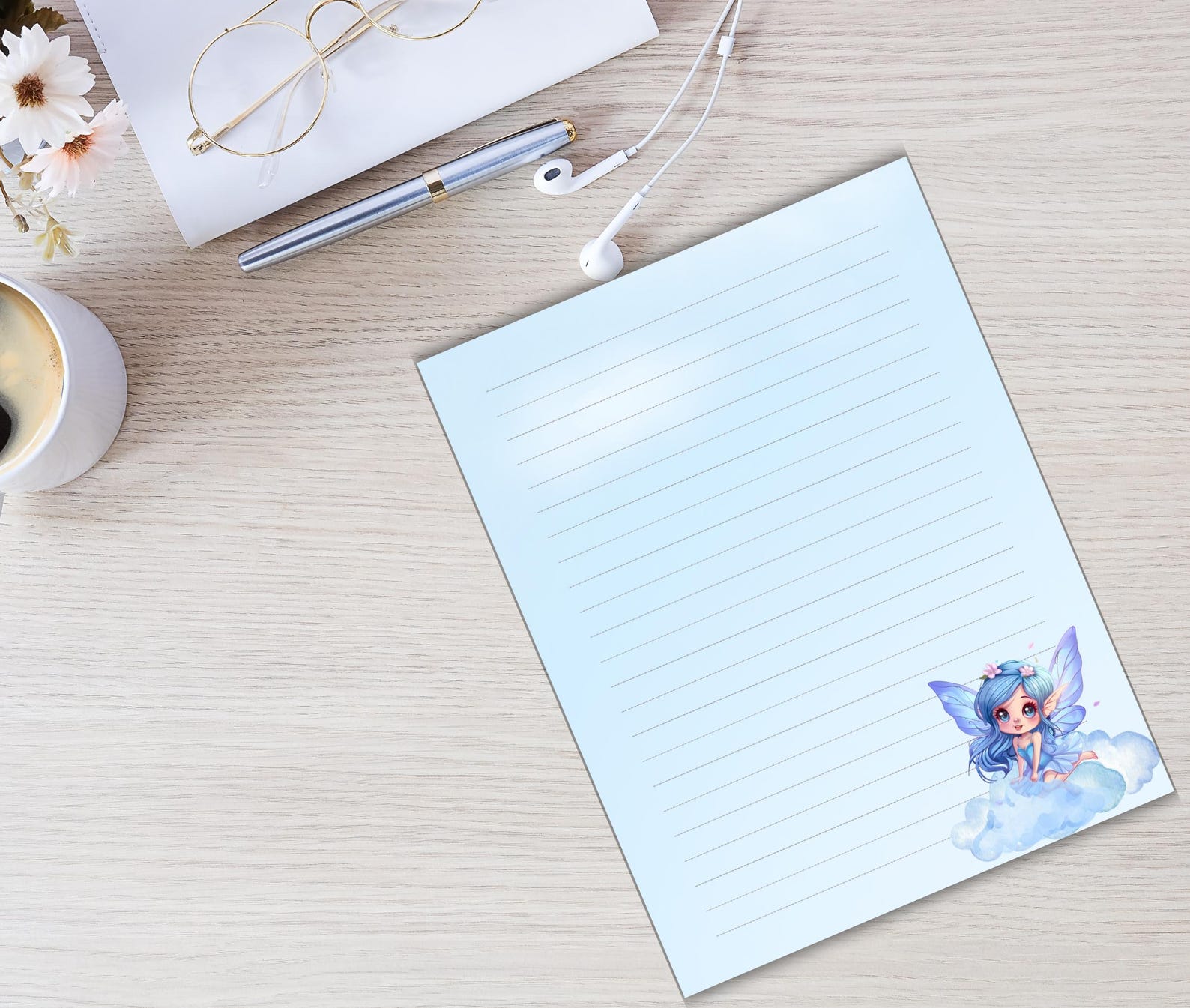 Fairy on the Cloud Writing Paper Set Lined Unlined A4/A5/US Letter ...