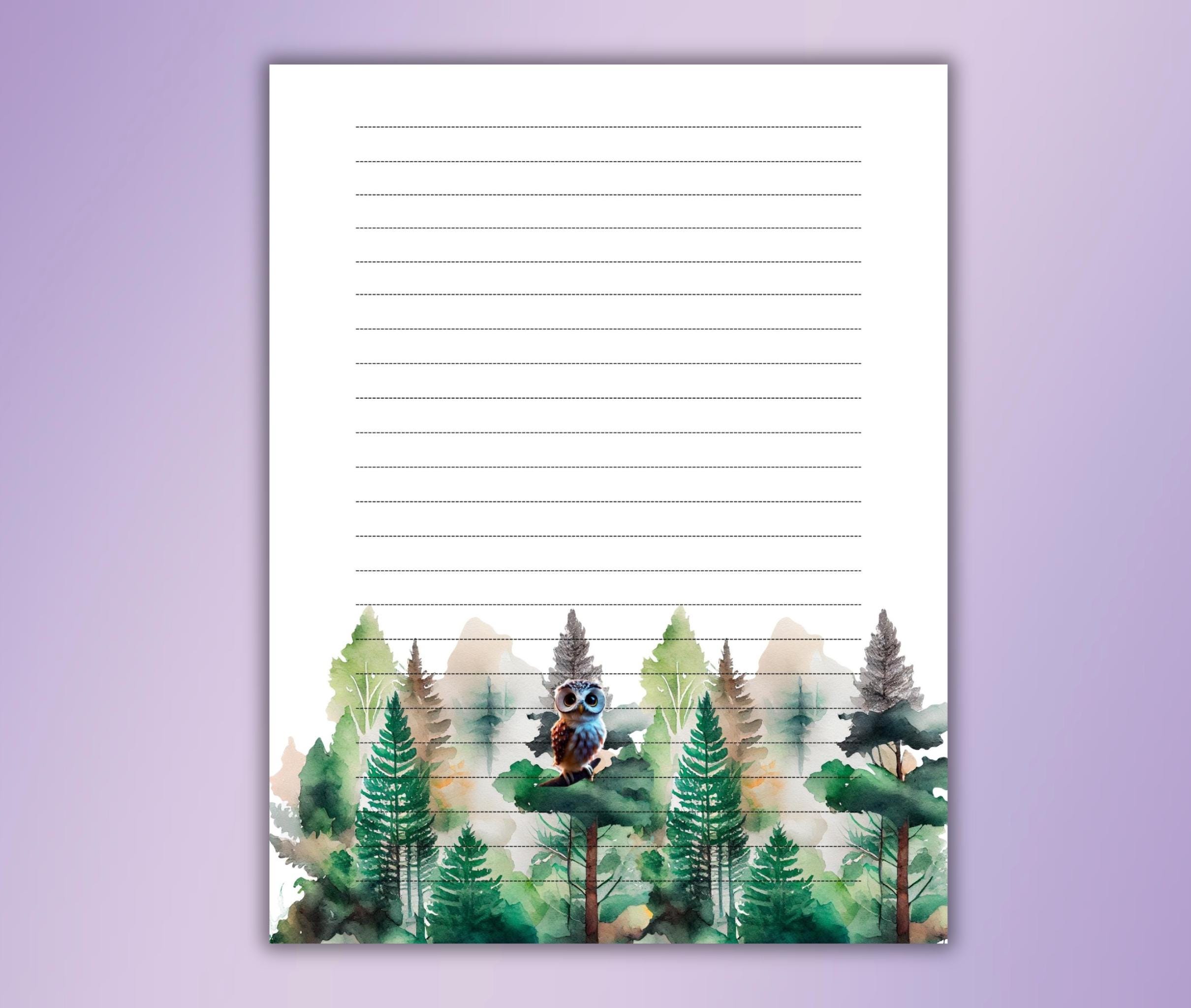 Forest Printable Stationary-trees Writing Paper,watercolor Digital ...