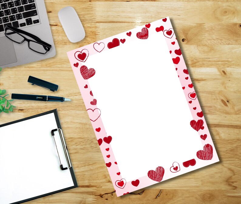 Hearts Printable Stationery-valentine's Day Printable Writing Paper ...