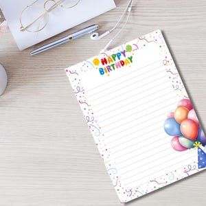 Happy Birthday Printable Stationery-birthday Writing Paper Unlined ...